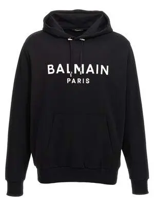 Balmain Logo Print Organic Cotton Hoodie
