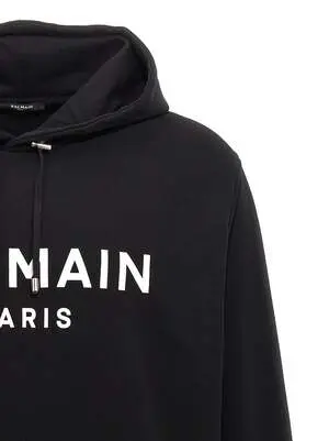 Balmain Logo Print Organic Cotton Hoodie