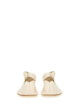 Hereu Lambskin Ballerina Flats With Knot Detailing - Cream