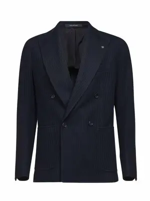Tagliatore Blue Barré Jersey Double-breasted Balzer - Multicolor