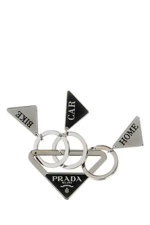 Prada Metal Keychain With Charms - Silver