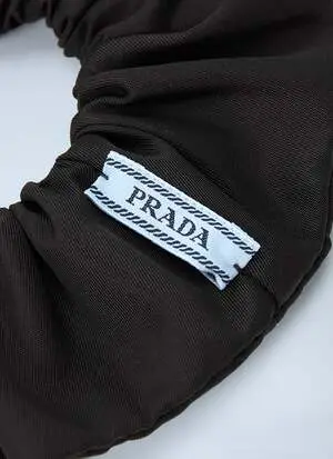 Prada Re-nylon Scrunchie With Logo Plaque - Black