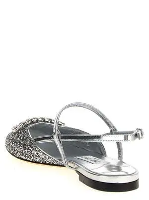 JIMMY CHOO Belinda Slingback Flats - Silver