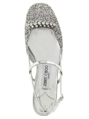 JIMMY CHOO Belinda Slingback Flats - Silver