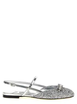 JIMMY CHOO Belinda Slingback Flats - Silver