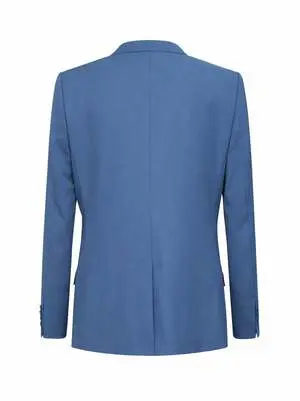 Dolce & Gabbana Avio Blue Wool Poplin Double-breasted Jacket - Multicolor