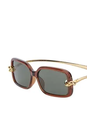 Bottega Veneta Knot Rectangular Sunglasses - Brown