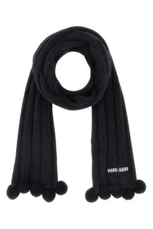 Miu Miu Charcoal Wool Blend Scarf - Gray