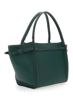 TOD'S Timeless T Tote Bag In Green Leather - Multicolor
