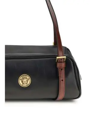 Versace Emblème Bowling Nappa Shoulder Bag With Medusa Accessory