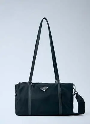 Prada Bauletto Large Re-nylon And Saffiano Shoulder Bag - Black