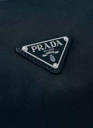 Prada Bauletto Large Re-nylon And Saffiano Shoulder Bag - Black
