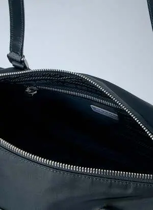 Prada Bauletto Large Re-nylon And Saffiano Shoulder Bag - Black