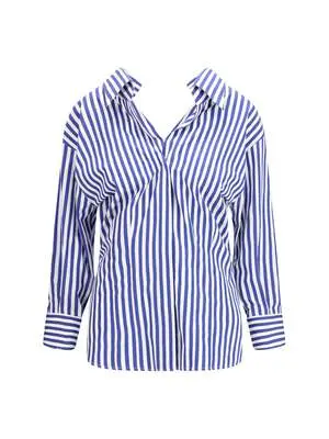 Givenchy Striped Cotton Shirt With Cut-out Detail - Blue