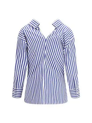 Givenchy Striped Cotton Shirt With Cut-out Detail - Blue