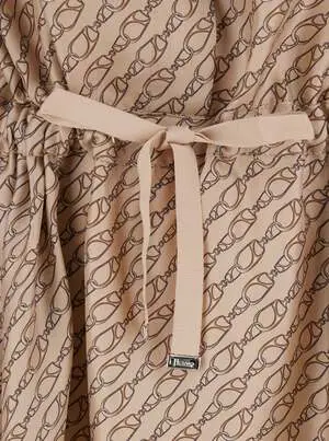 Herno Printed Silk Dress With Classic Collar - Multicolor