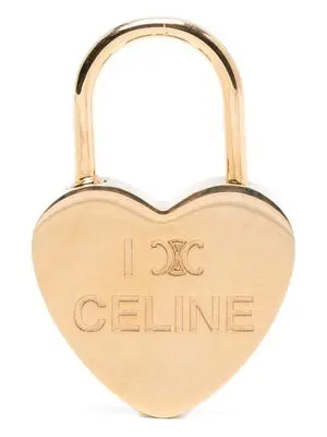 Celine Gold-tone Heart Padlock With Engraved Logo - Multicolor