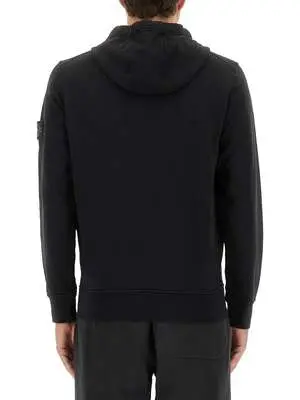 Stone Island Hooded Sweatshirt With Logo Detail - Black