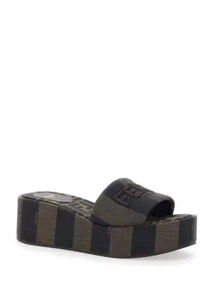 Fendi Cotton Wedges With Ff Motif - Multicolor