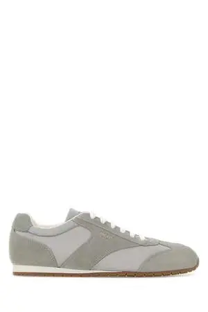Prada Suede And Fabric Sneakers - Gray