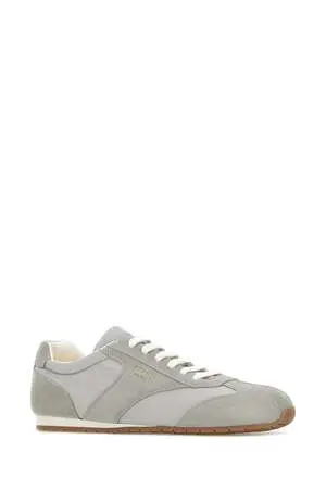Prada Suede And Fabric Sneakers - Gray
