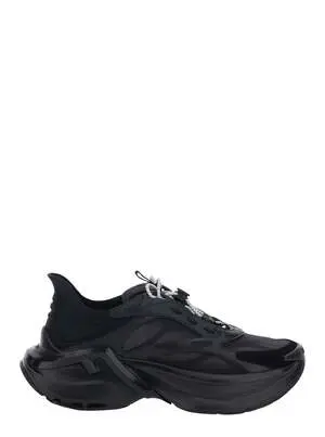 Fendi F-light' Low Top Sneakers With Ff Motif And Chunky Sole - Black