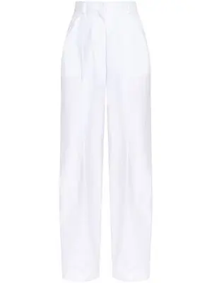 Sportmax Pleat Front Wide-leg Cotton Trousers