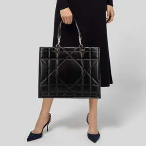 Dior Leather Essential Large Tote Bag - Black