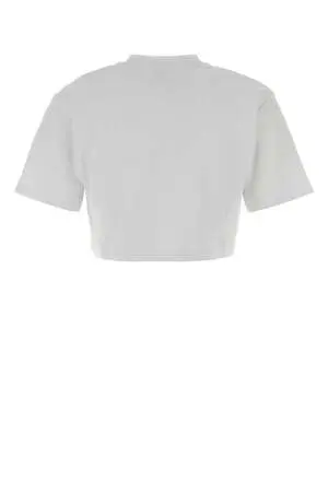 Off-White Cropped T-shirt With Ribbed Texture - White