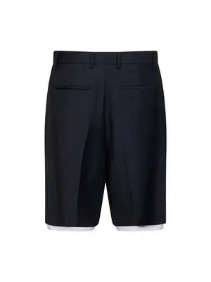 JIL SANDER Blue Wool Canvas Double-layer Shorts