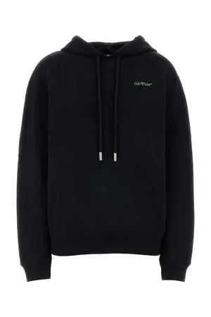 Off-White Embroidered Cotton Hoodie - Black