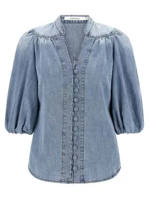 Zimmermann Lucky Cotton Denim Blouse - Blue