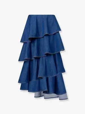 Alaïa Spiral Denim Skirt - Multicolor