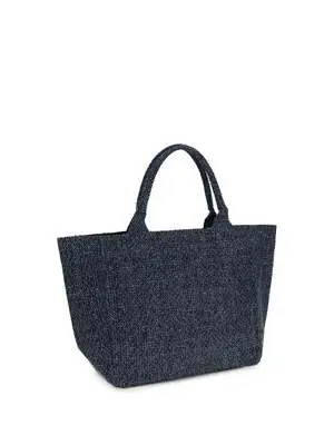 GANNI Medium Denim Tote Bag With Bear Motif - Blue