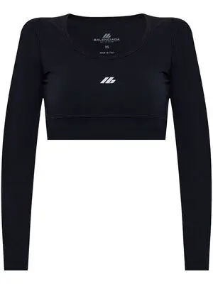 Balenciaga BALENCIAGA Cropped Long Sleeve Top With Reflective Logo Multicolor