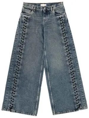 Stella McCartney Wide Leg Jeans With Lace Detail - Blue