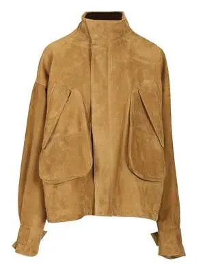 Attico Leather Bomber Jacket - Cream
