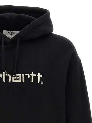 Junya Watanabe X Carhartt Cotton Fleece Hoodie With Graphic Print - Black