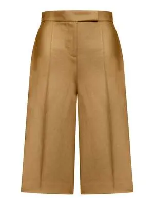 Max Mara Kaki Linen Wide Leg Bermuda Shorts - Cream