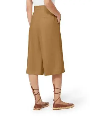 Max Mara Kaki Linen Wide Leg Bermuda Shorts - Cream
