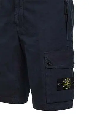 Stone Island Blue Organic Cotton Twill Cargo Bermuda Shorts - Multicolor