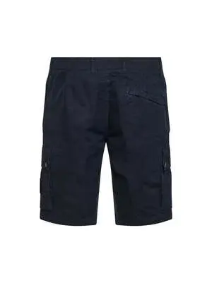 Stone Island Blue Organic Cotton Twill Cargo Bermuda Shorts