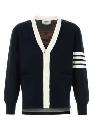 Thom Browne Midnight Cotton Blend Cardigan - Blue