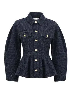 GANNI GANNI Peplum Jacket Blue