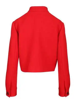 Valentino Garavani Cropped Peacoat In Drill Double With Gold V Detail
