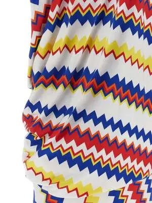 Missoni Sleeveless Zigzag Pattern Peplos Dress - Multicolor