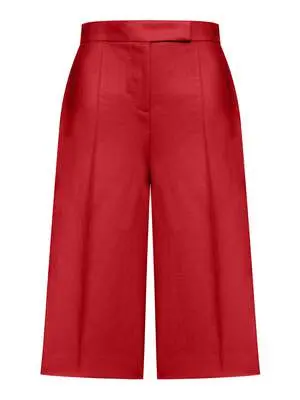 Max Mara Linen Twill Wide Leg Bermuda Shorts - Red