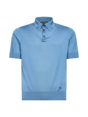 Dolce & Gabbana Light Blue Silk Knit Polo Shirt - Multicolor