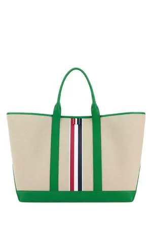 Thom Browne Striped Canvas Medium Shopping Bag - Brown