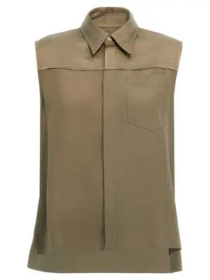 AMI Paris Sleeveless Viscose Blend Shirt - Gray